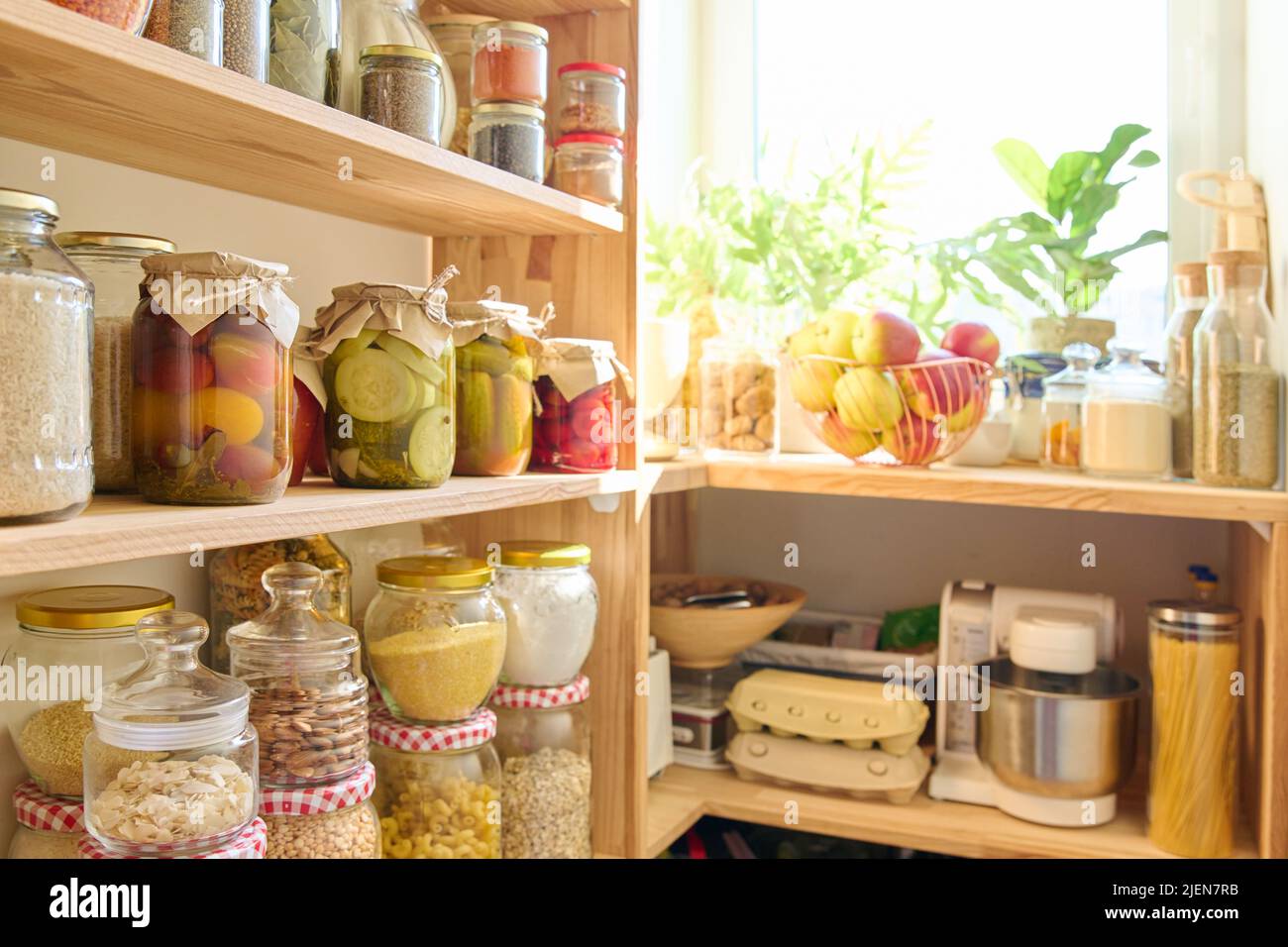 Storage of food in the kitchen in the pantry Stock Photo - Alamy