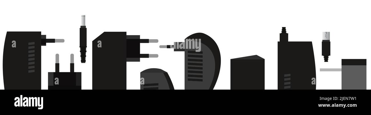 Charger. Power supply for electrical appliances. Electrical plug with ...