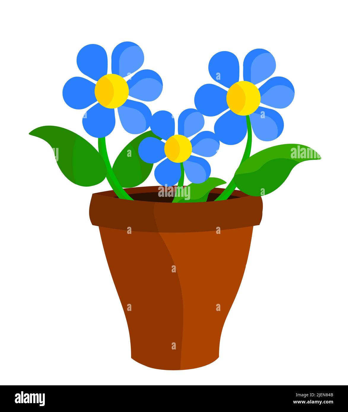Three blue flowers in flowerpot Stock Vector Image & Art - Alamy