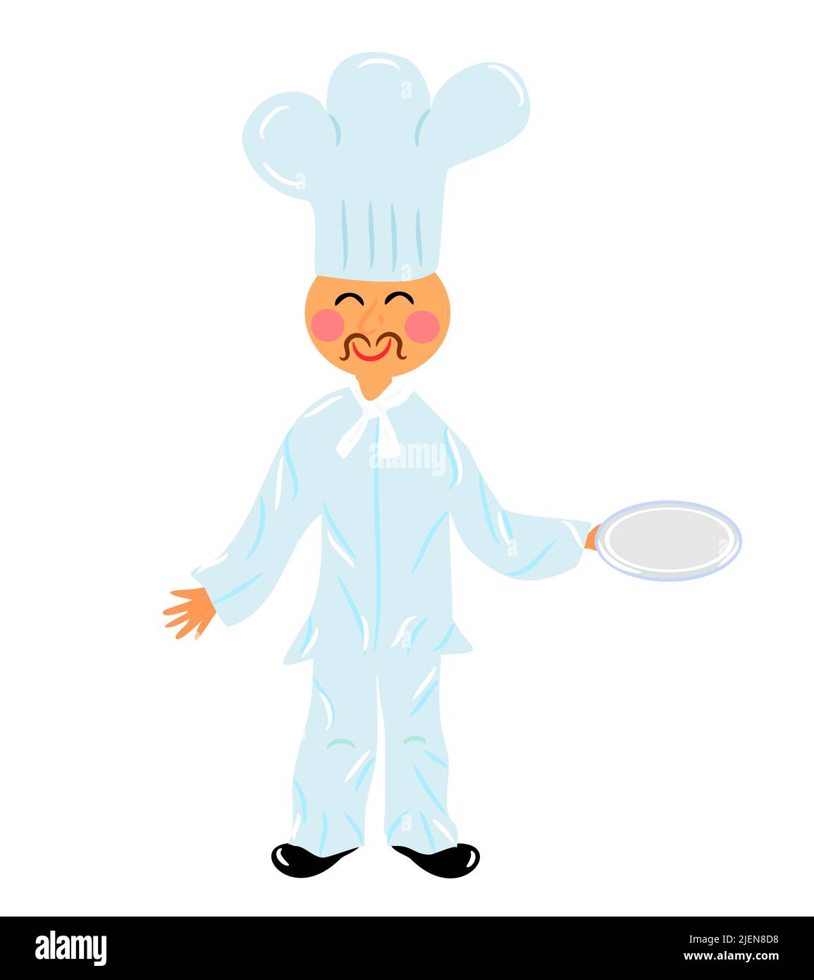 Smiling chef in uniform with an empty plate. Vector illustration Stock ...