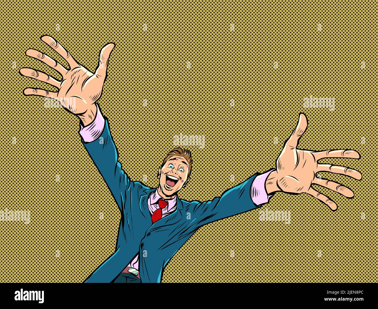 joy greeting man hugs, friendly meeting, good friend Stock Vector Image ...