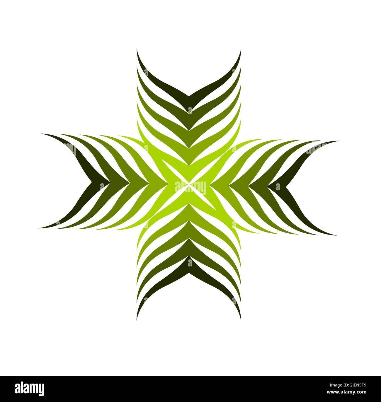 Symbolic green plant motive - cross shaped vector illustration Stock ...