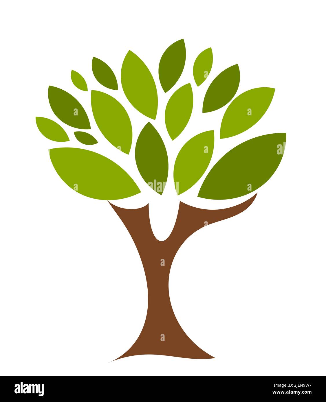 Symbolic tree with single leaves vector illustration Stock Vector Image ...