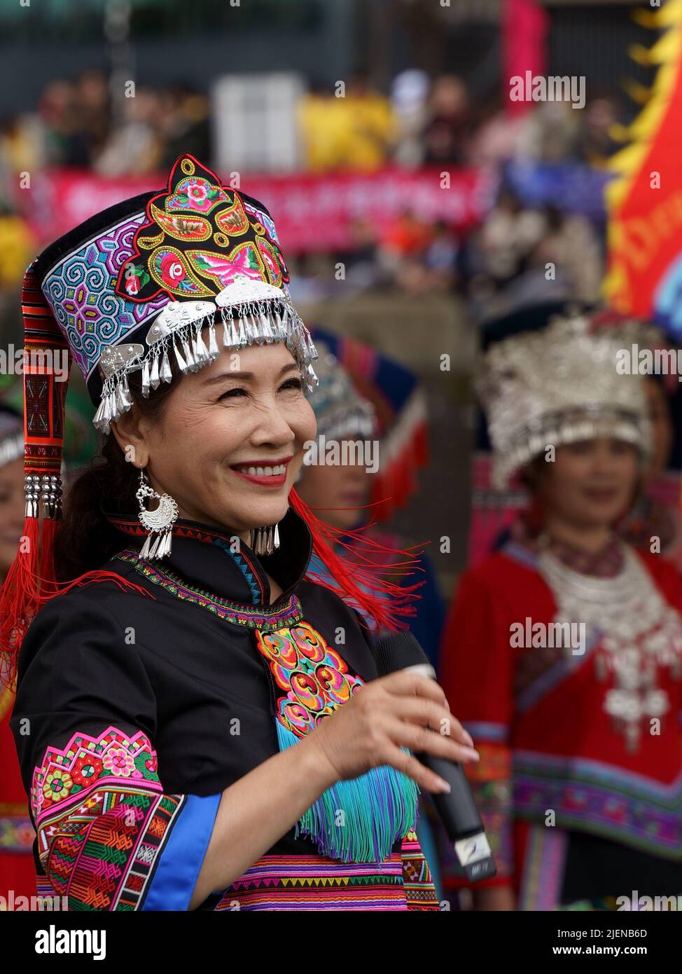 Women in traditional Chinese costume represent each region of China at ...