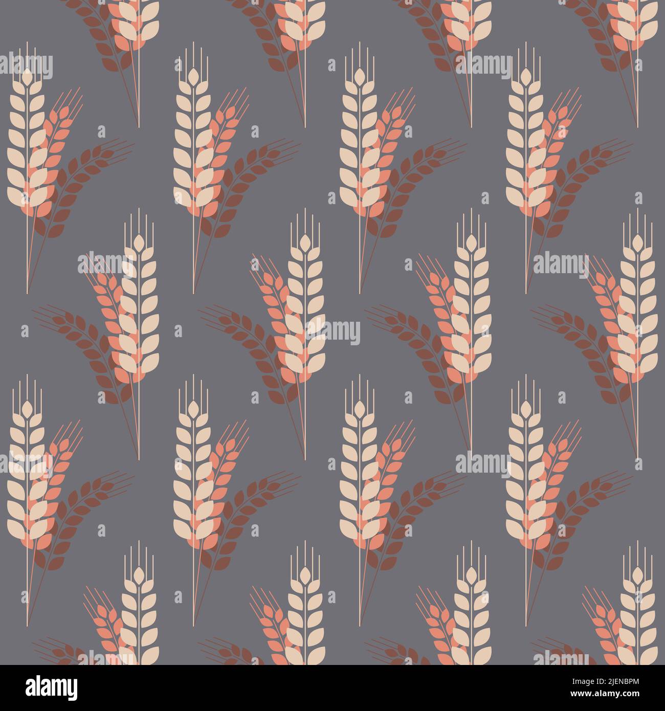 Sheaf of ears of wheat spikelet seamless pattern vector illustration ...