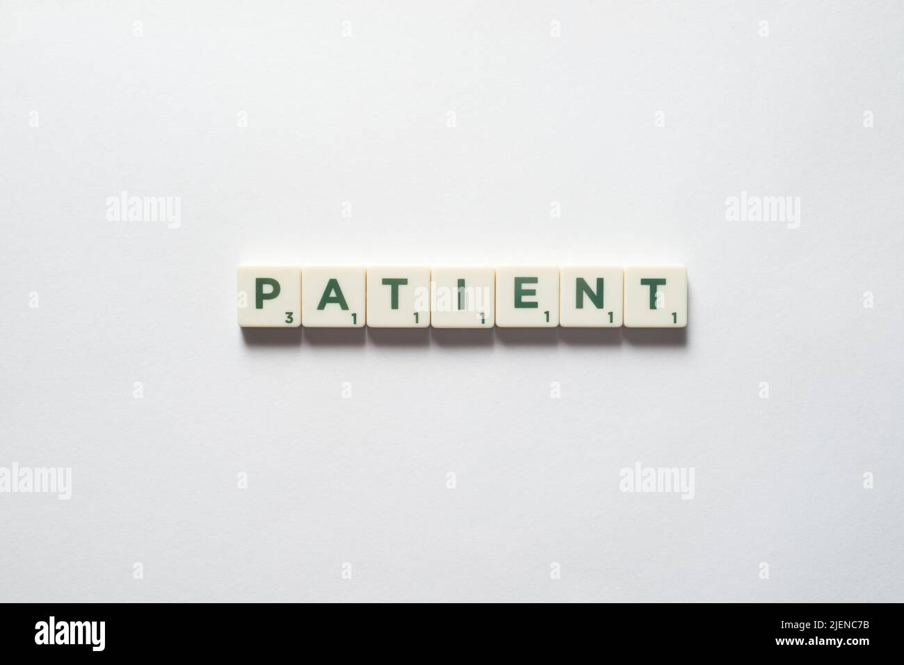 Patient formed of scrabble blocks Stock Photo - Alamy