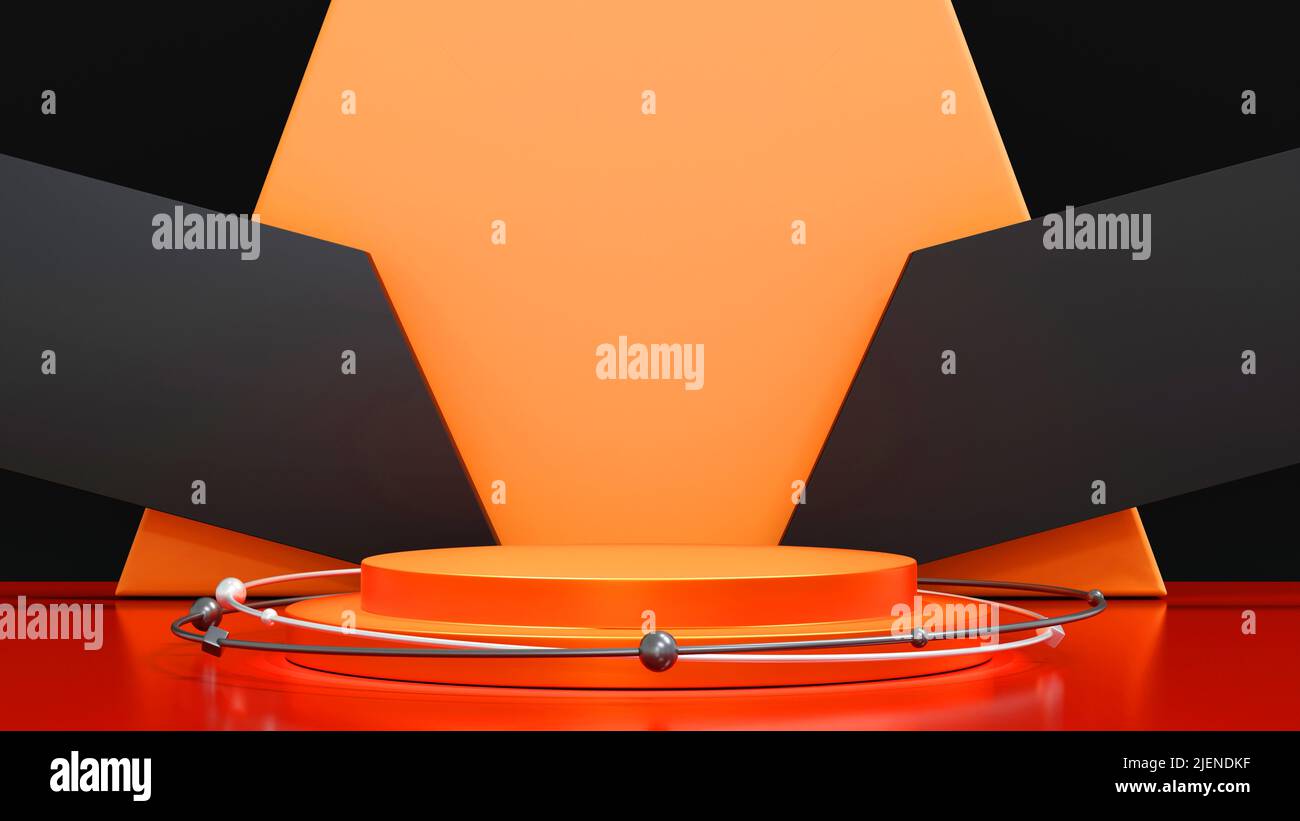 Orange cylinder podium display podium Geometric forms minimal scene ...