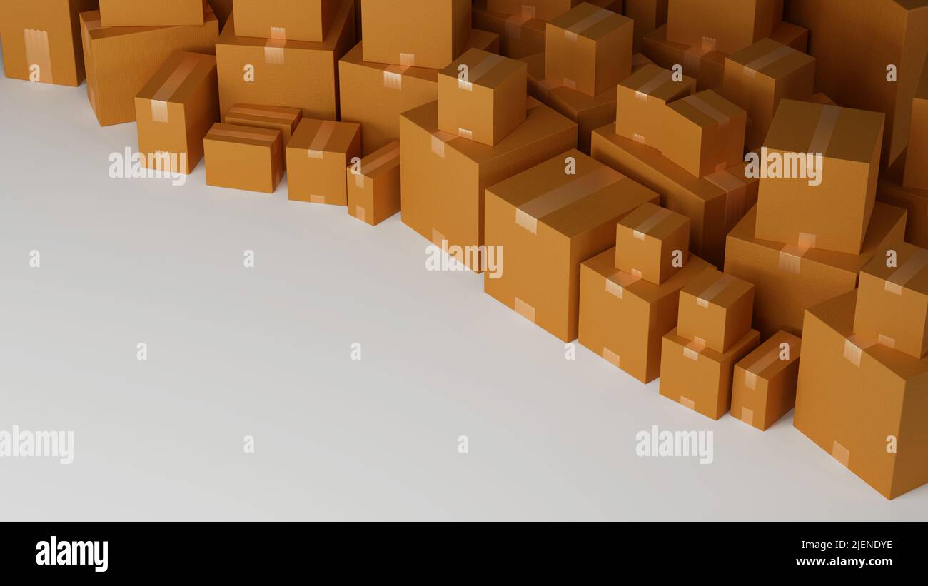 Stack of cardboard box carton or parcel with empty space. concept of ...