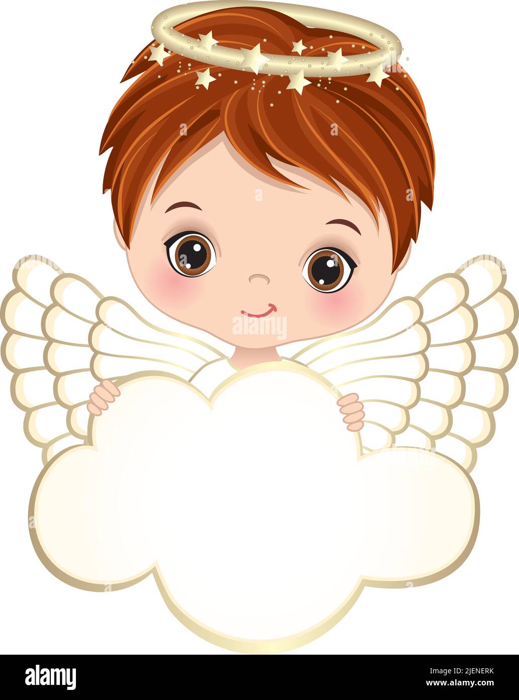 Nativity Cute Angel Holding Blank Cloud to Customize Your Text. Vector ...
