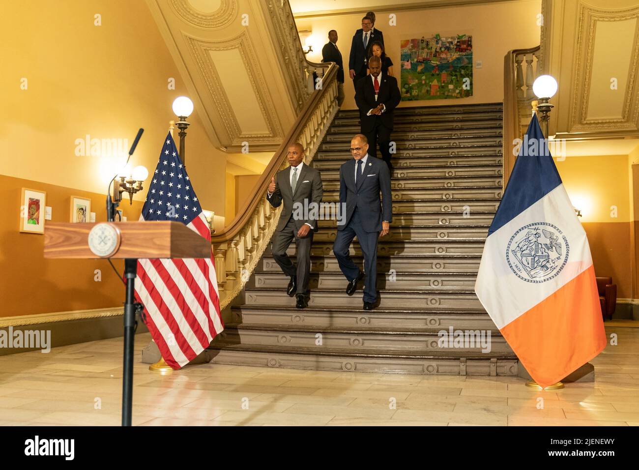New York, NY - June 27, 2022: Mayor Eric Adams and Chancellor David ...