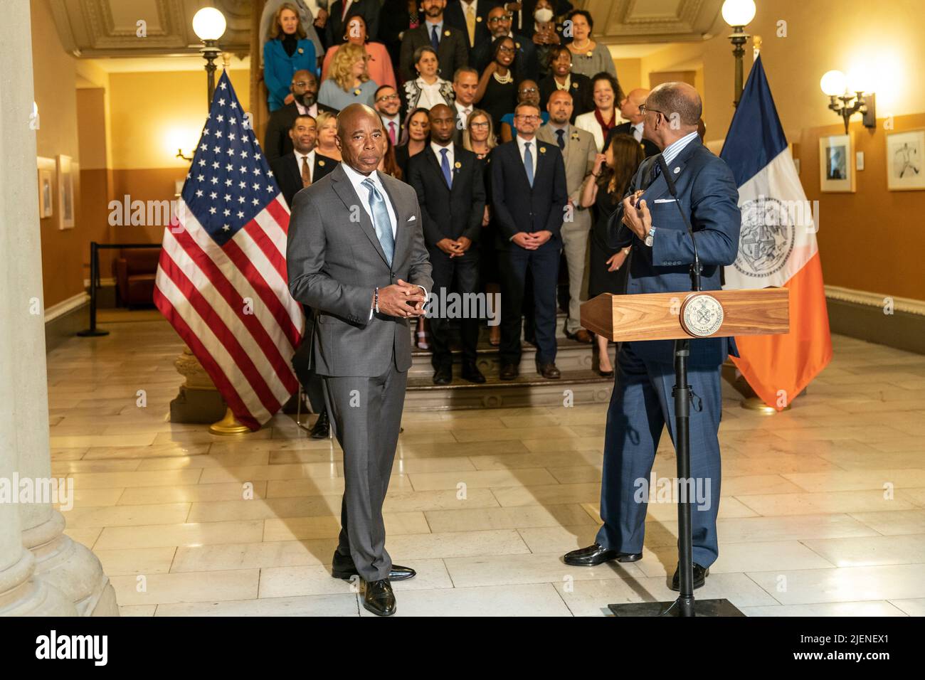 New York, NY - June 27, 2022: Chancellor David Banks speaks during ...