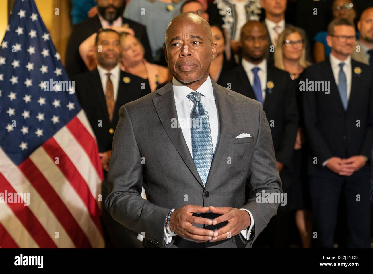 New York, NY - June 27, 2022: Mayor Eric Adams attends joined ...