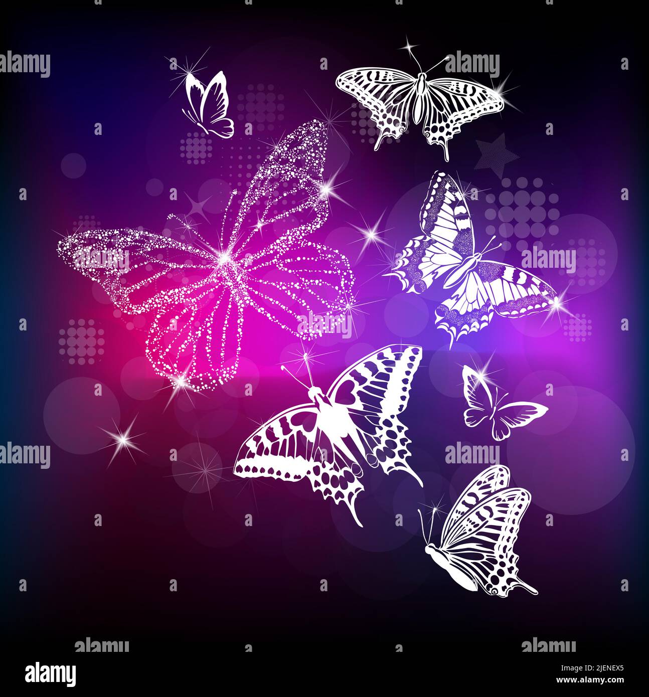 Snow butterfly. Magic sparkling butterfly. Vector illustration Stock ...