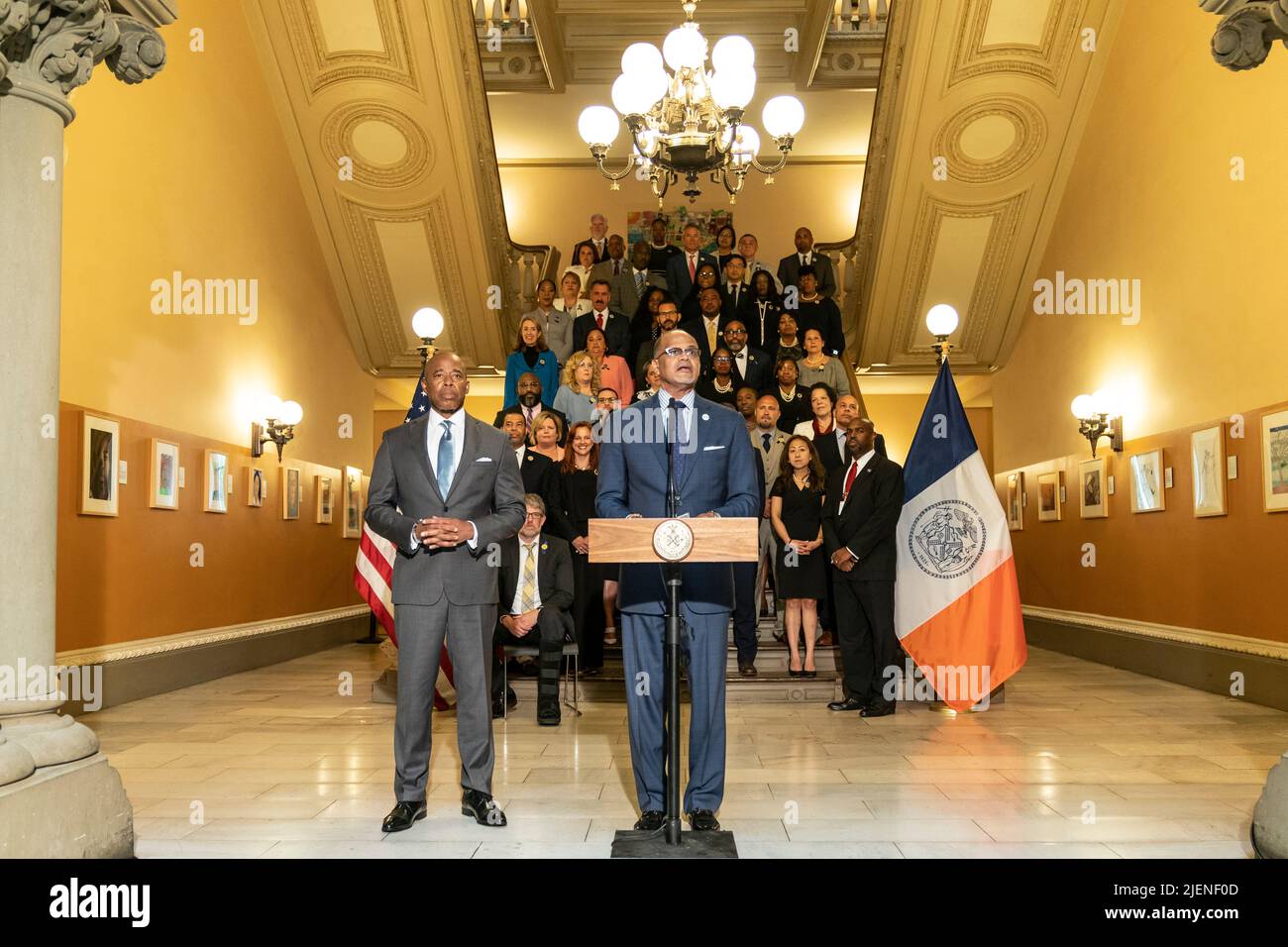 New York, NY - June 27, 2022: Chancellor David Banks speaks during ...