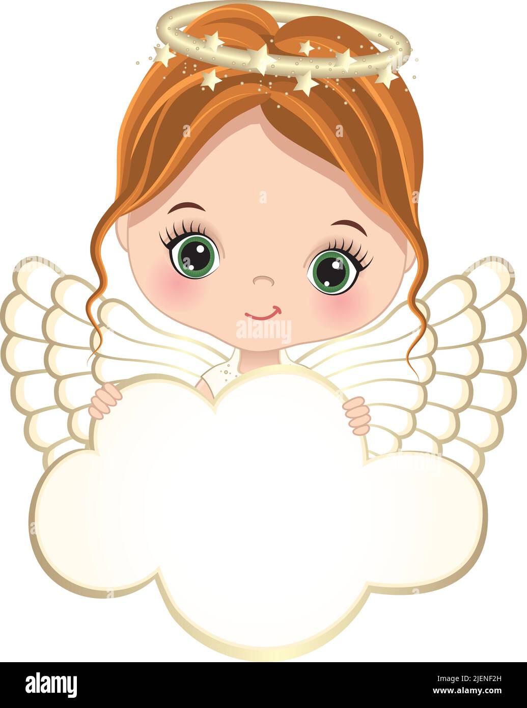 Nativity Cute Angel Holding Blank Cloud to Customize Your Text Stock ...