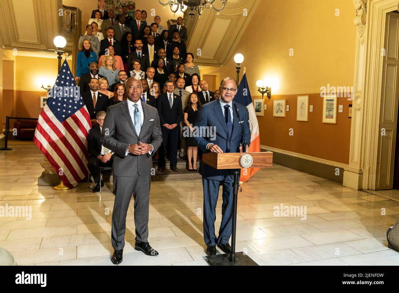 Chancellor David Banks speaks during joined introduction of new public ...