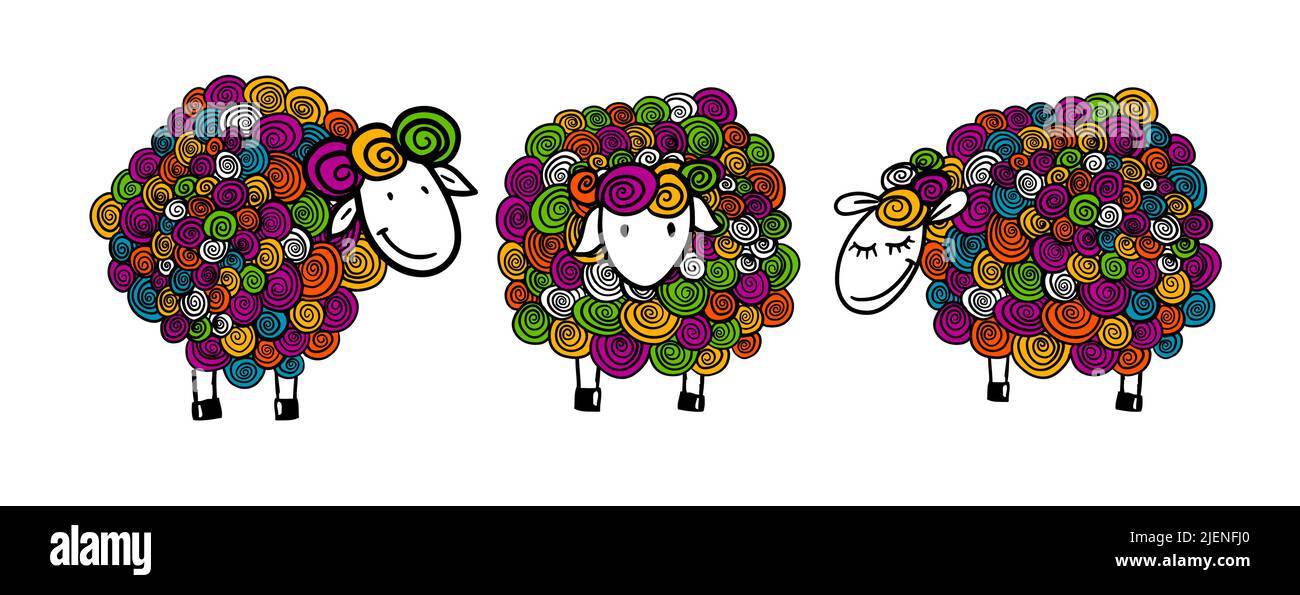 Multicolored graphic sheep. Vector illustration Stock Vector Image ...