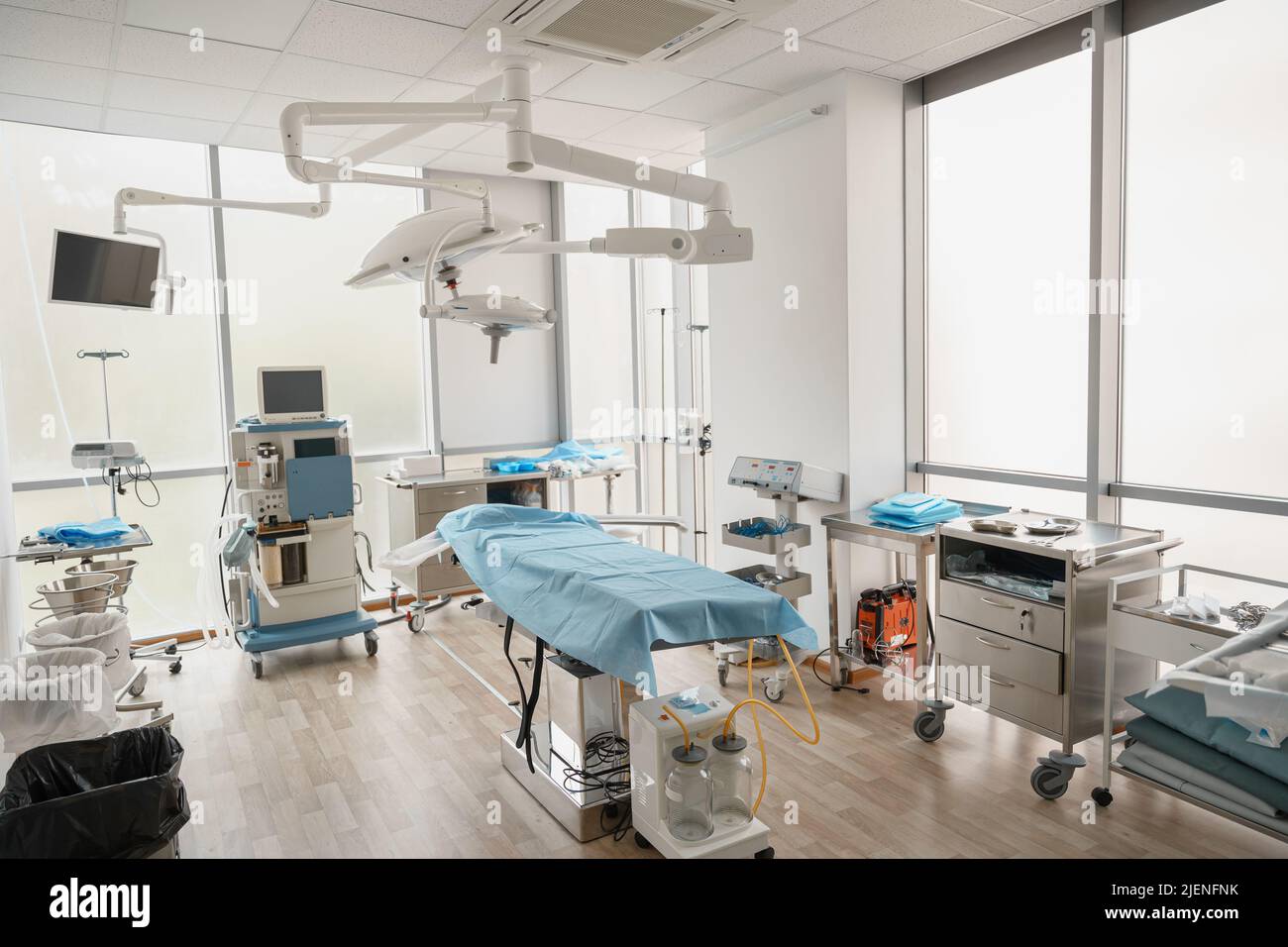 Interior of operation room with different medical equipment ready for ...