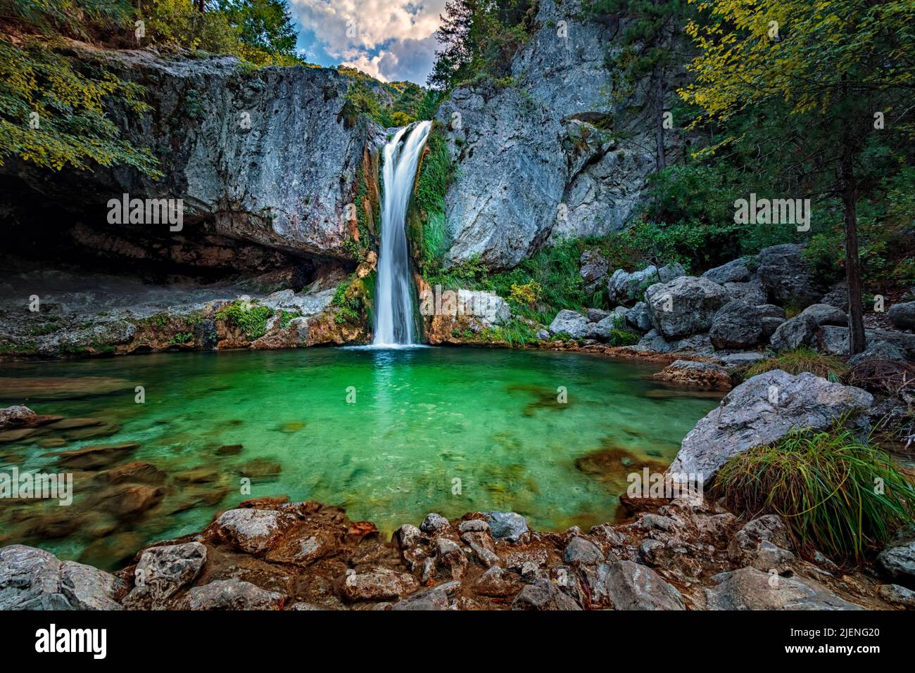 Natural pool formation, Orlias stream, Olypmus, Greece Stock Photo - Alamy