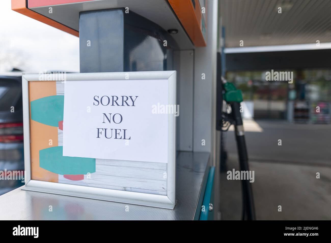 No fuel sign on petrol station due to economic crisies Stock Photo - Alamy