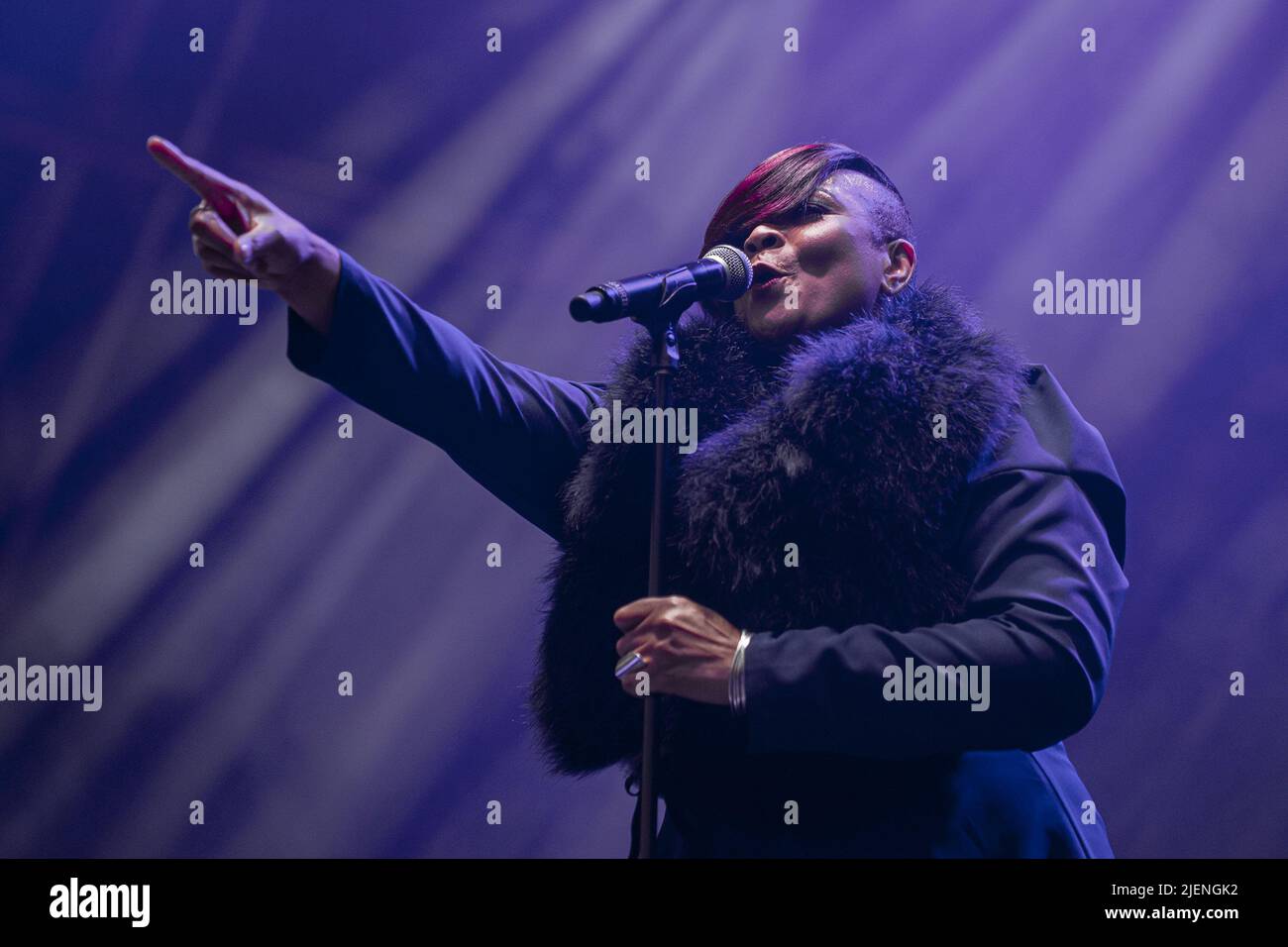 LONDON, ENGLAND: Artists perform on stage at the Mighty Hoopla Festival ...