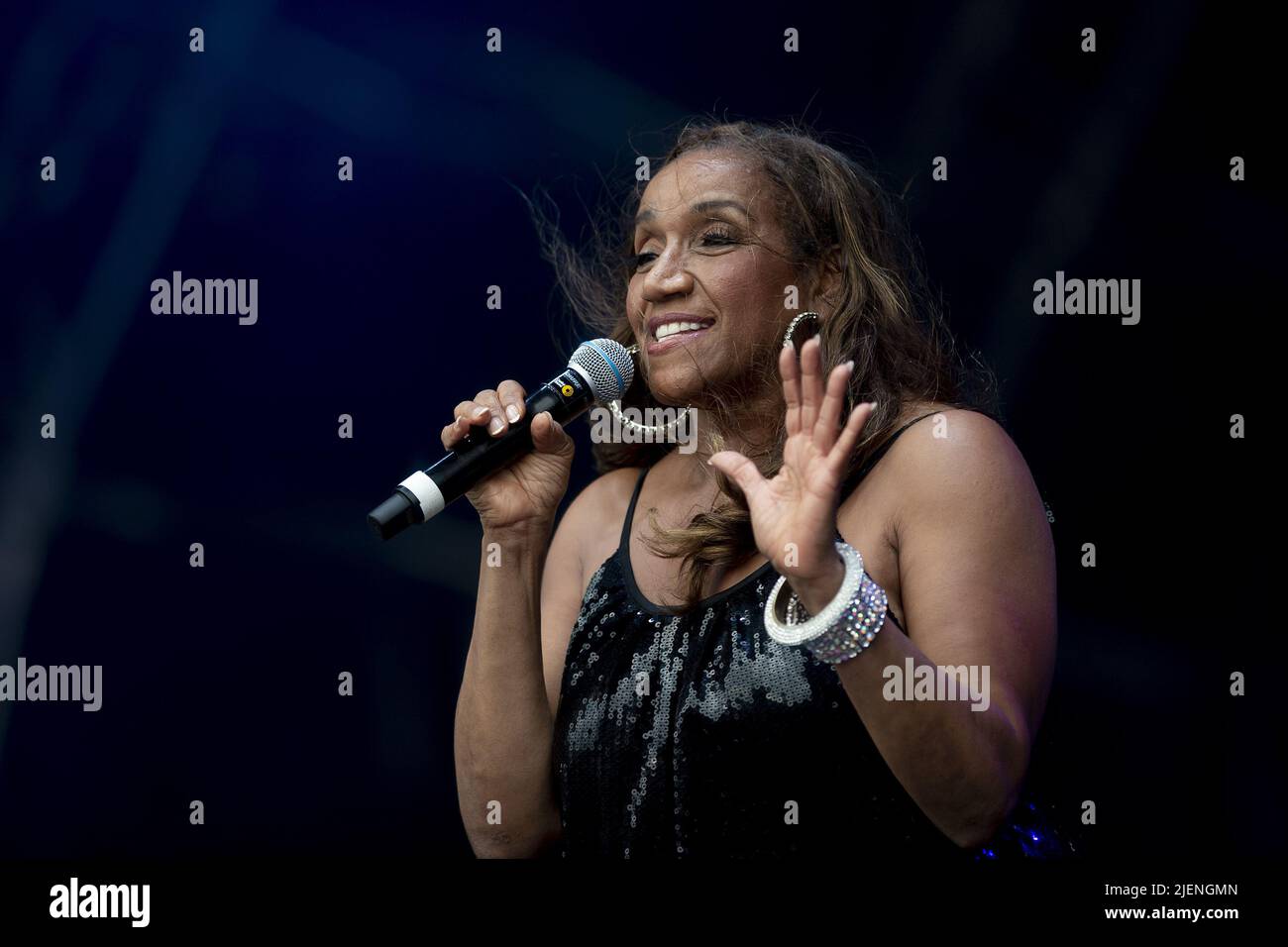LONDON, ENGLAND: Artists perform on stage at the Mighty Hoopla Festival ...