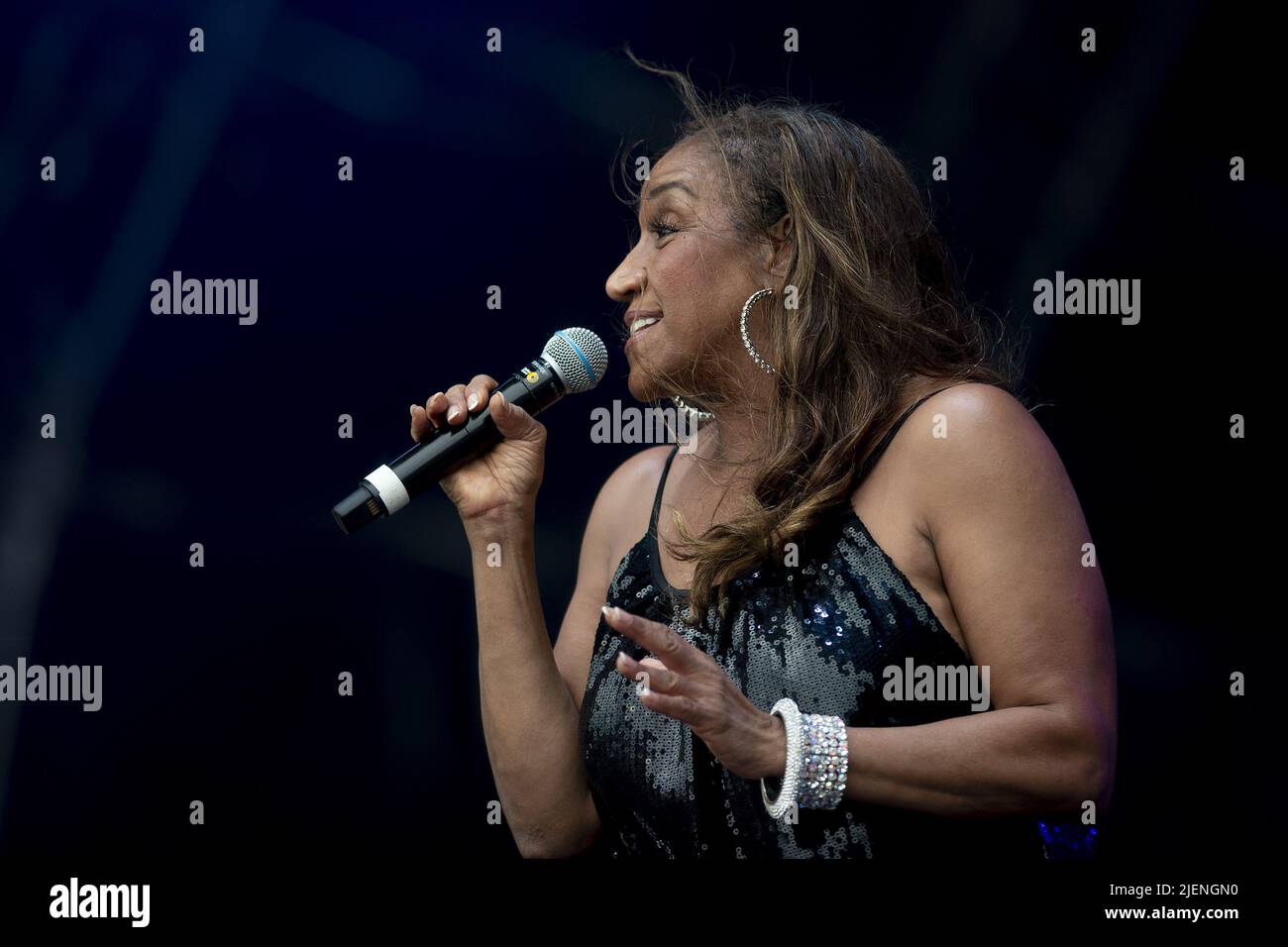 LONDON, ENGLAND: Artists perform on stage at the Mighty Hoopla Festival ...