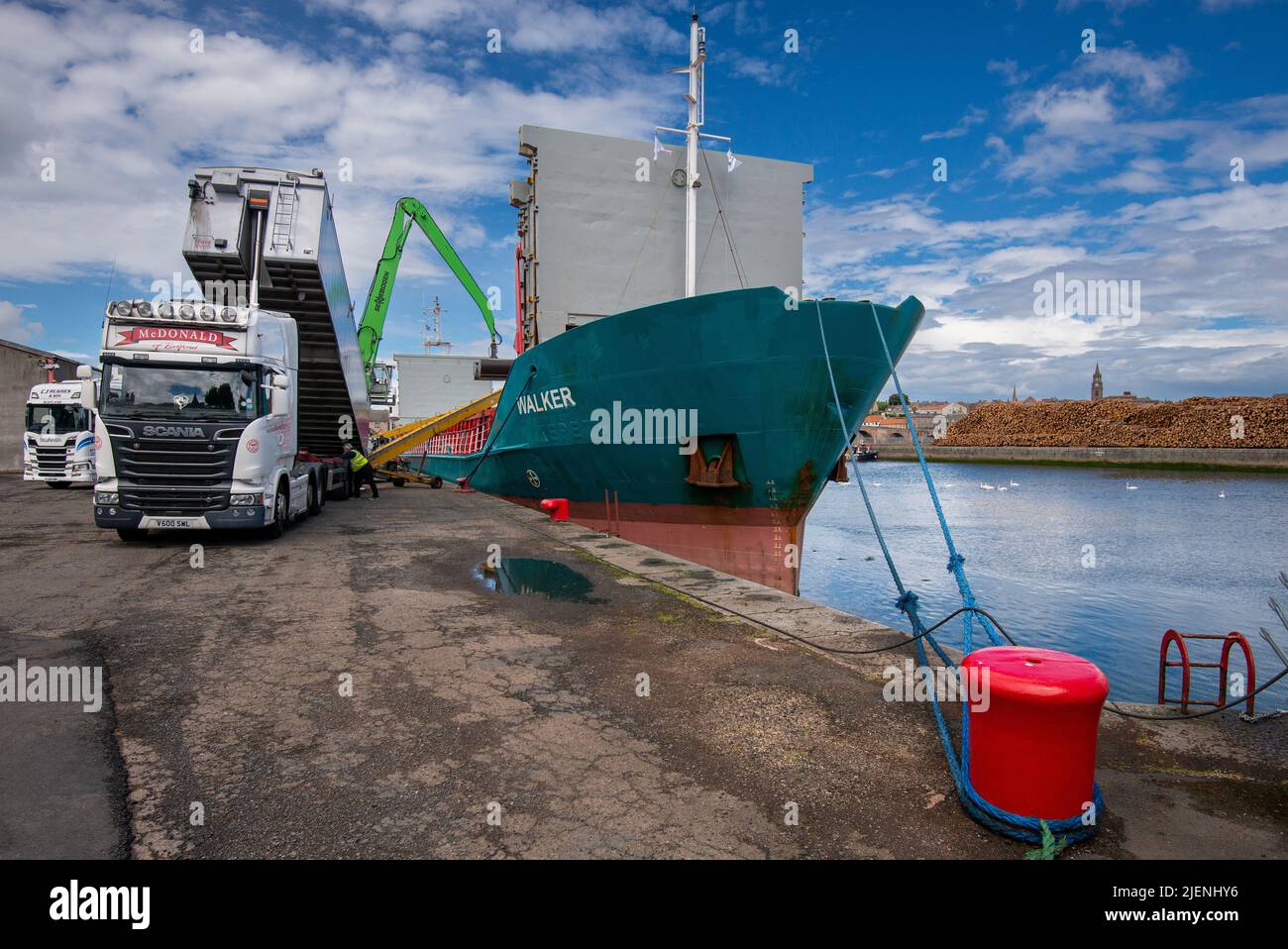 The Port of Berwick with the general cargo vessel Walker in harbour ...