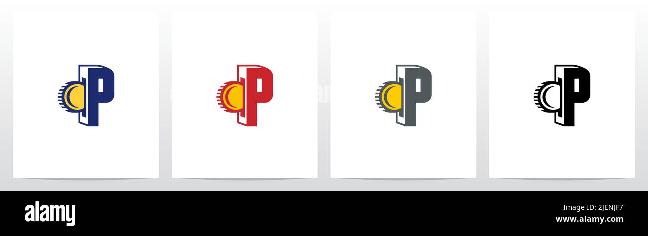 Coin Insert On Letter Logo Design P Stock Vector Image & Art - Alamy