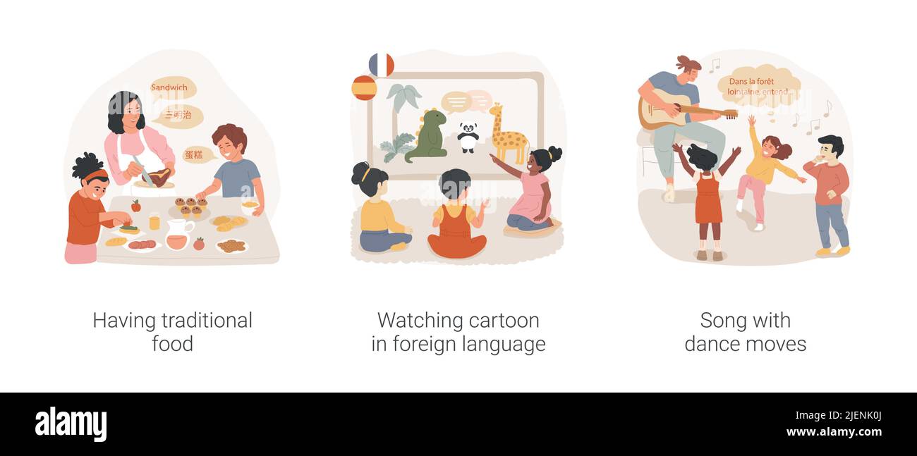 Creative learning of foreign language isolated cartoon vector ...