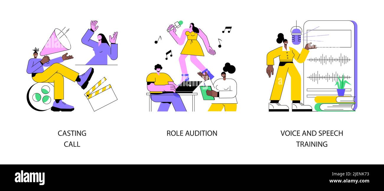 Modelling agency abstract concept vector illustration set. Casting call ...