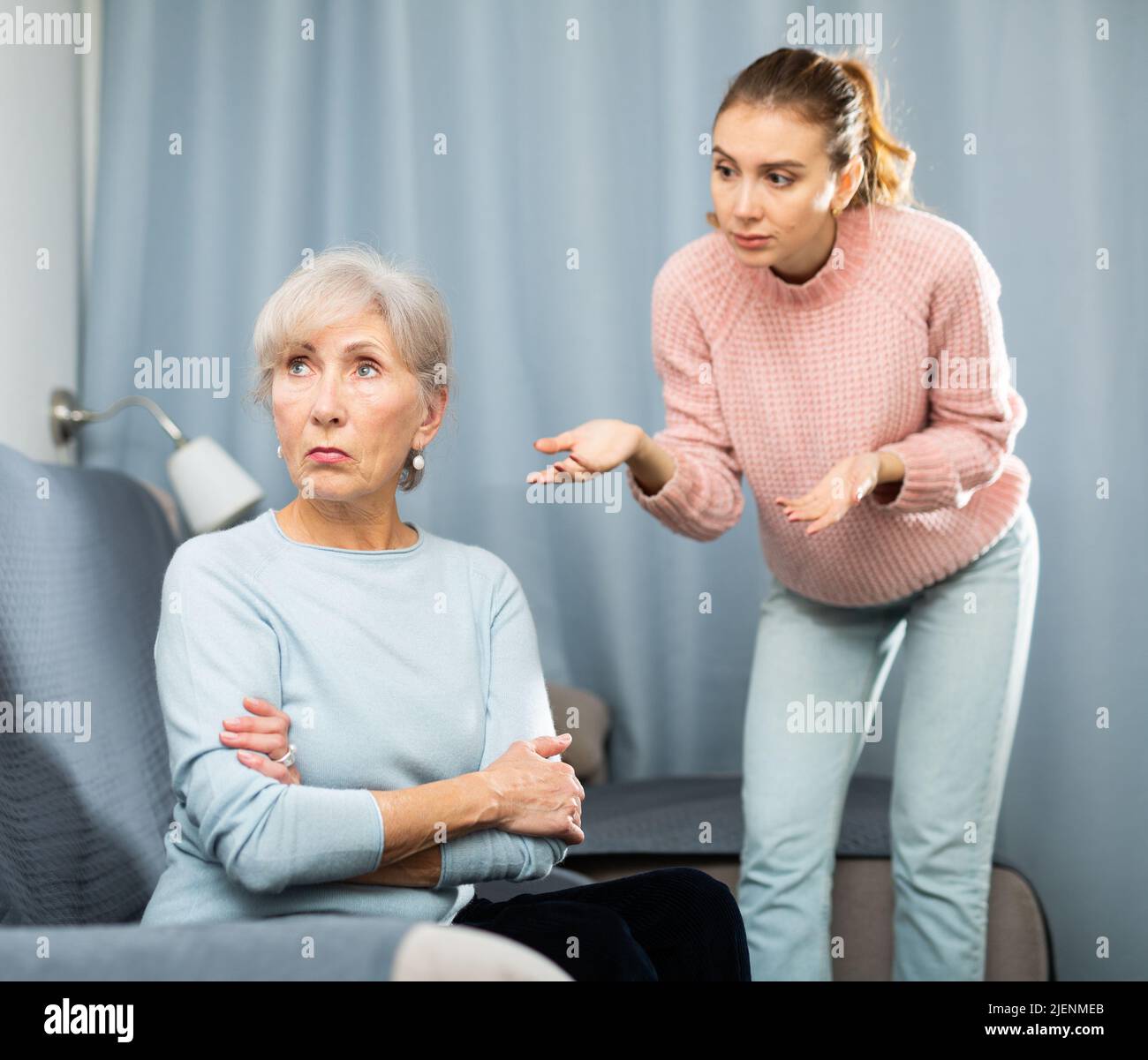Older mother daughter worried hi-res stock photography and images - Alamy