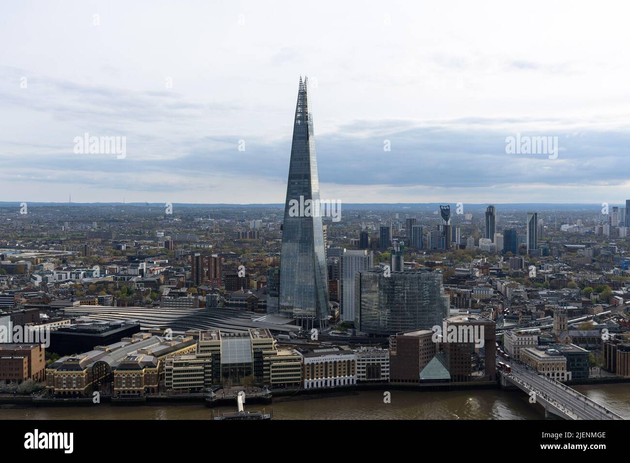 The Shard towering over London Bridge Station and south London Stock ...