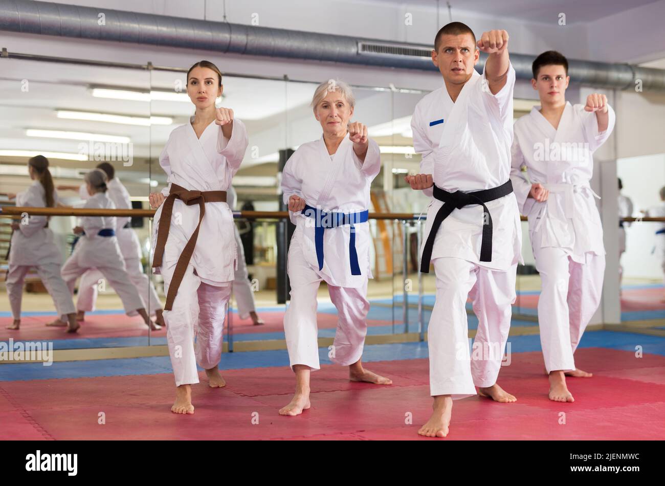 Various aged men and women training kata moves Stock Photo - Alamy