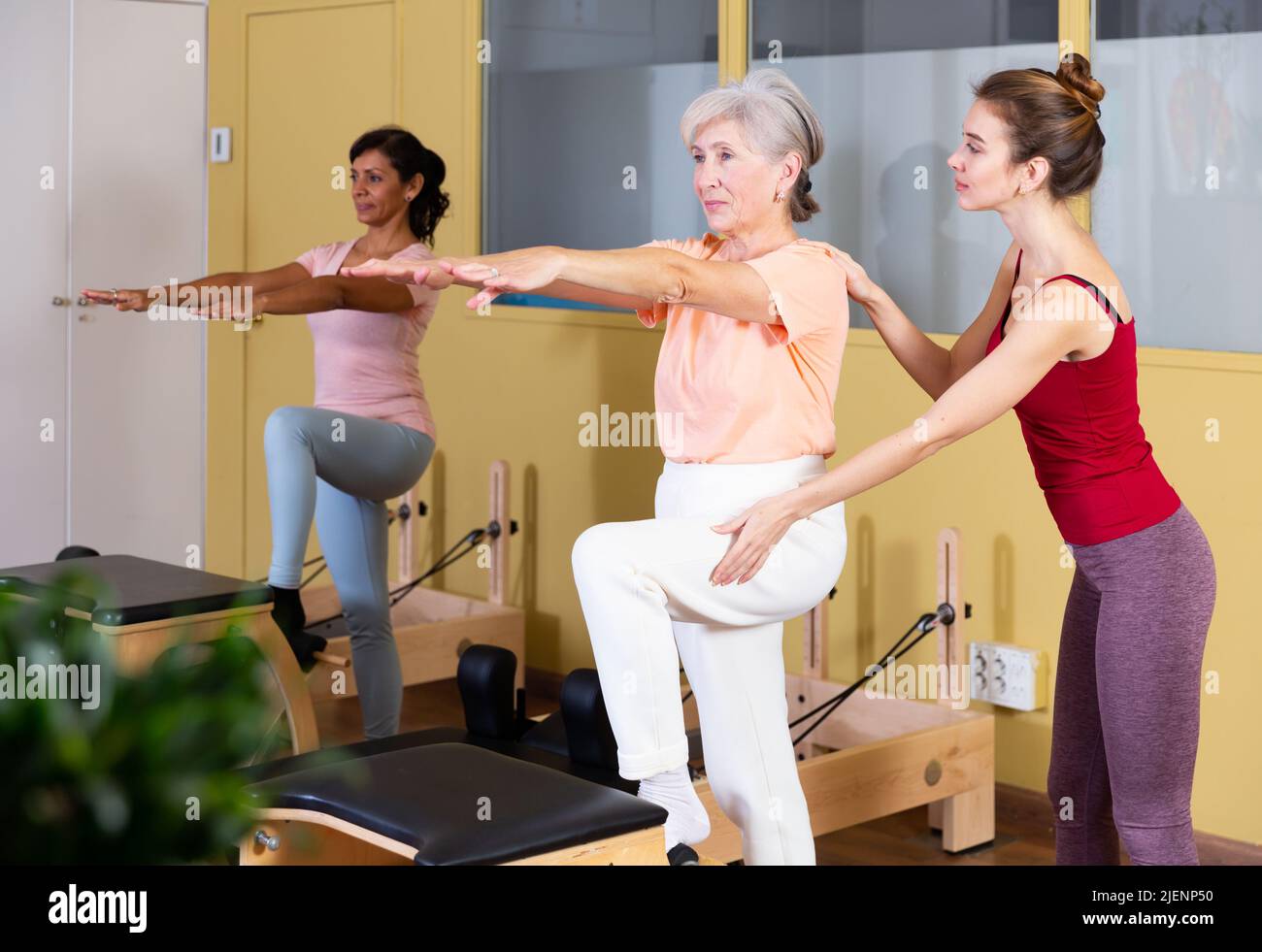 Active women perform exercises with outstretched arms Stock Photo - Alamy