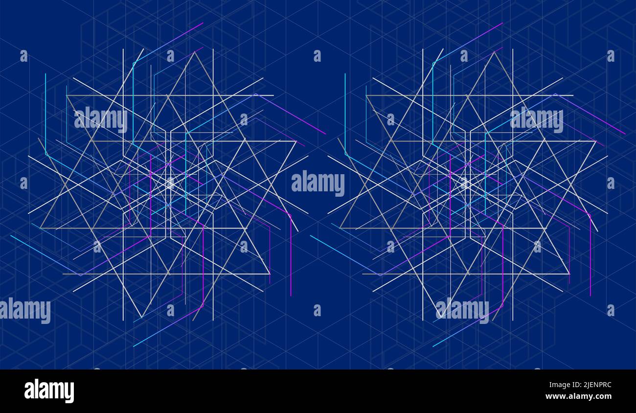 abstract blue purple hexagon, network or electric image, geometric navy ...