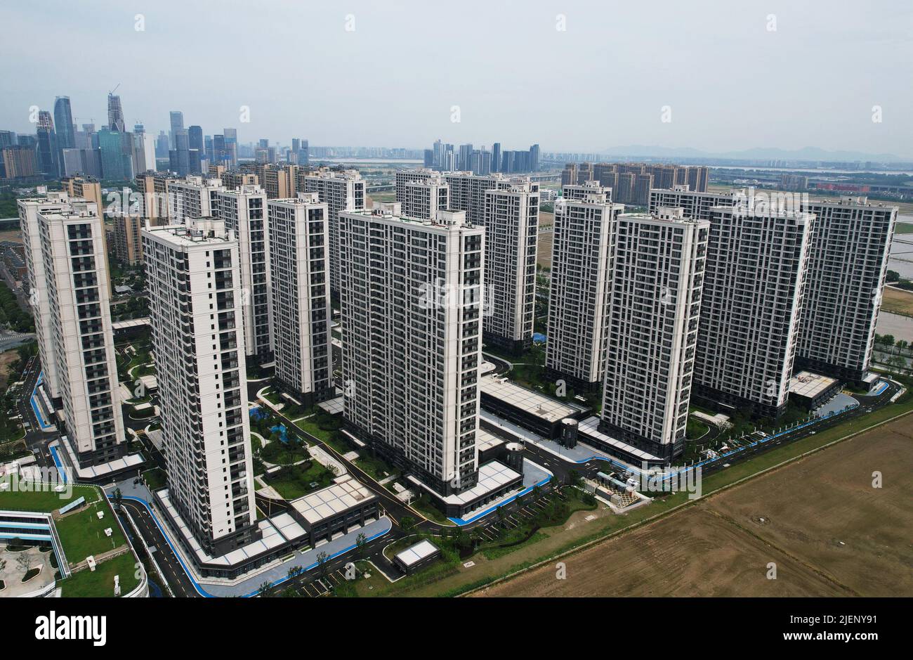 HANGZHOU, CHINA - JUNE 28, 2022 - An aerial view of The New Zhongbei ...
