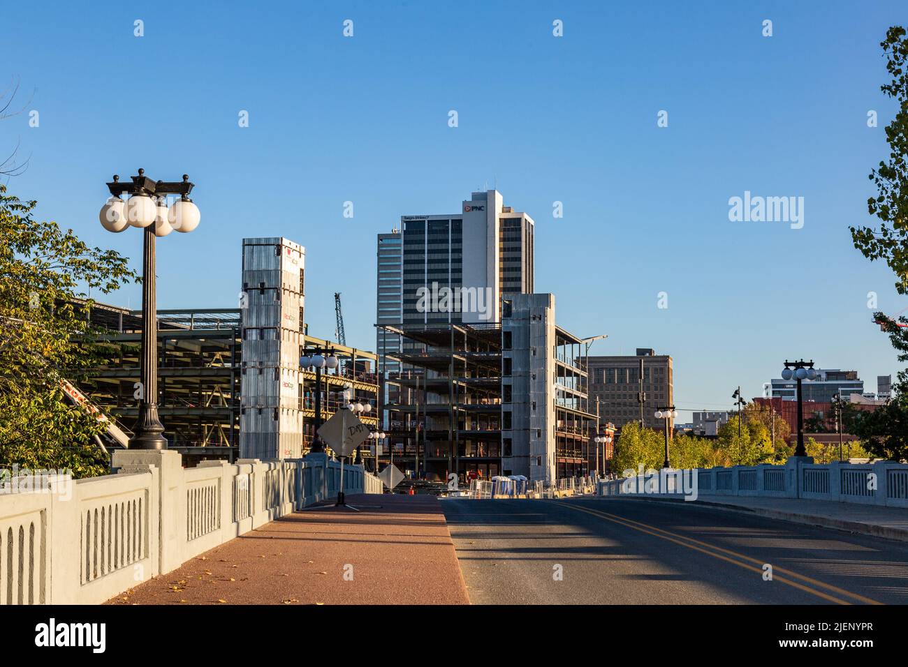 Across the Harrison Street bridge, the multistory Riverfront at ...