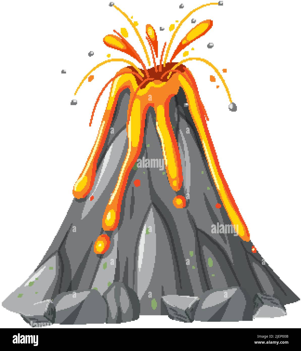 Volcano with lava in cartoon style illustration Stock Vector Image ...