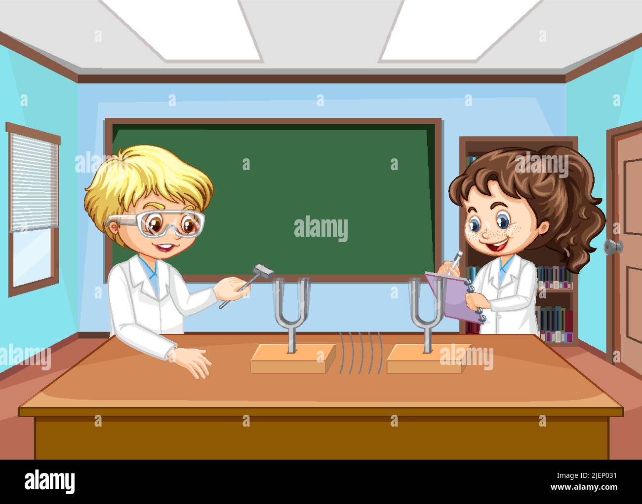 Scientist kids doing science experiment illustration Stock Vector Image ...