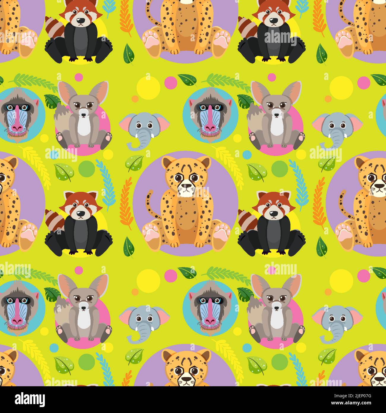 Cute animals seamless pattern illustration Stock Vector Image & Art - Alamy