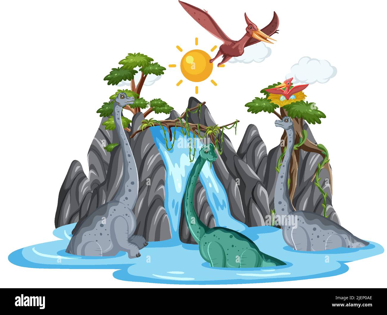 Dinosaur in the forest isolated illustration Stock Vector Image & Art ...