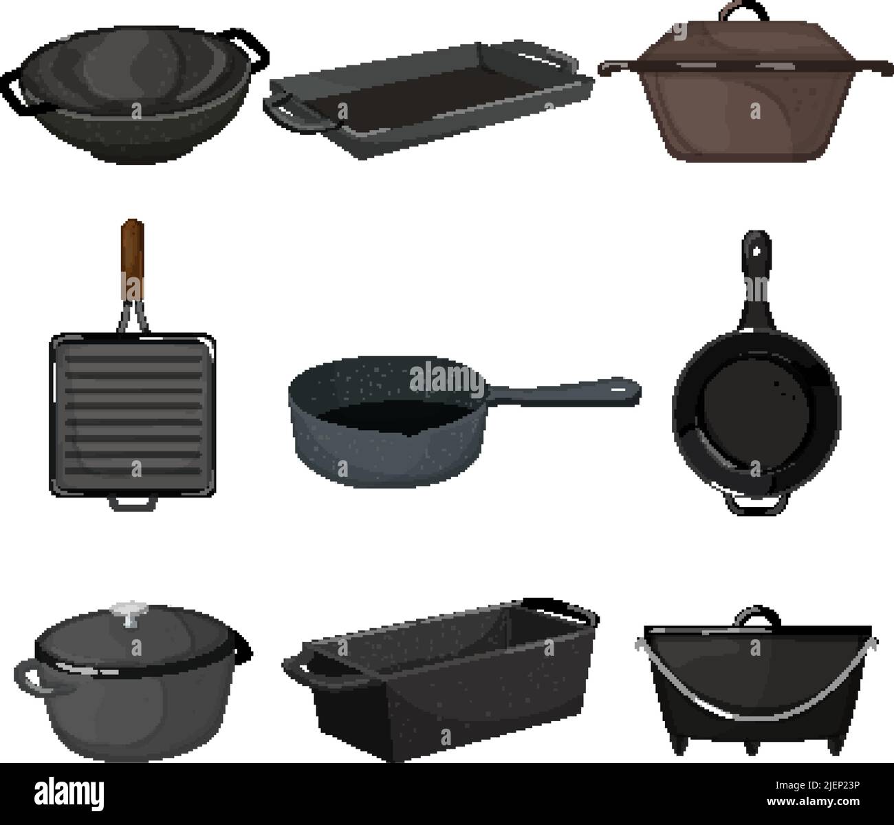 iron skillet set cartoon vector illustration Stock Vector Image & Art ...