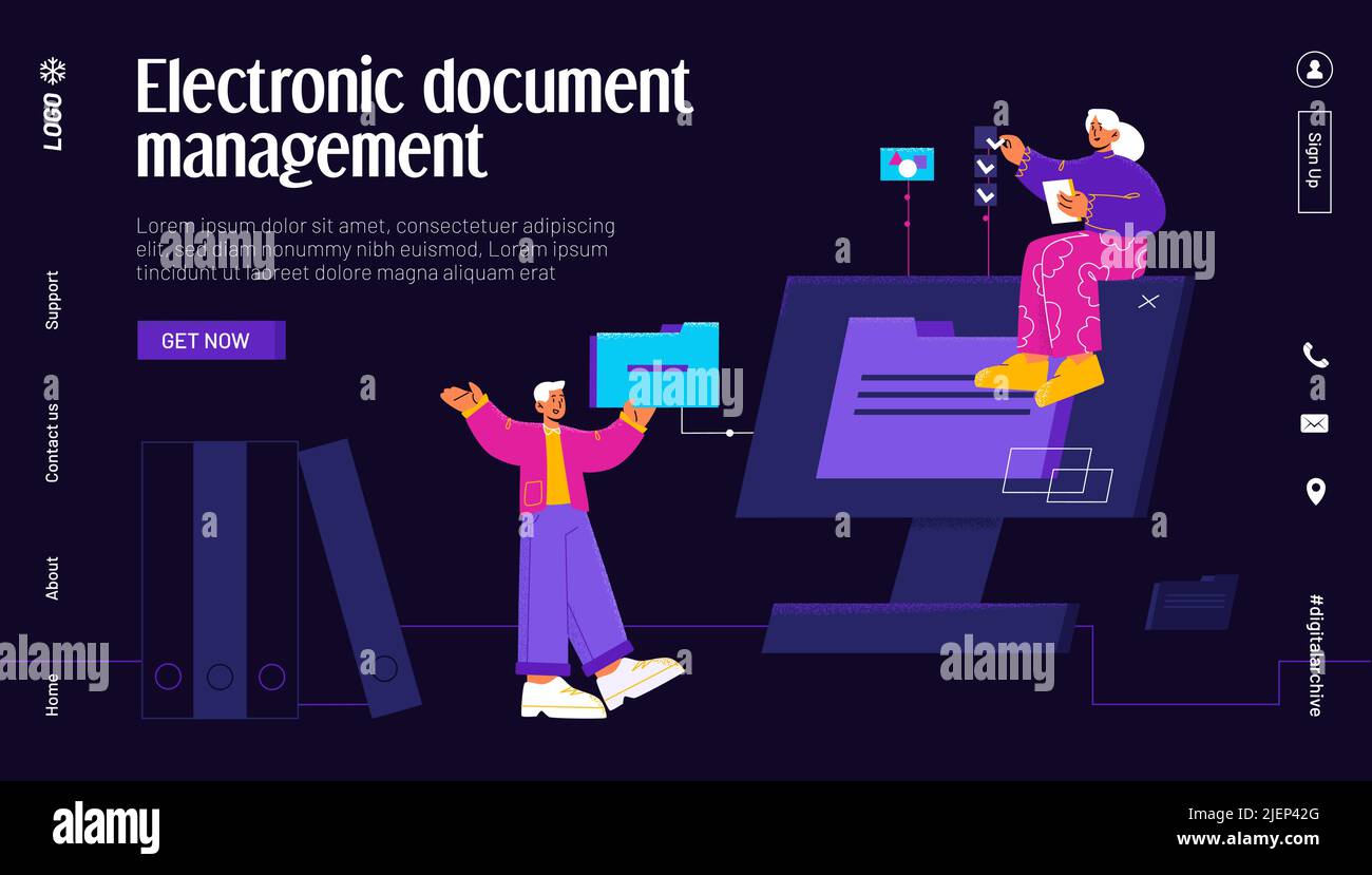 Electronic document management landing page. Online paperwork storage ...