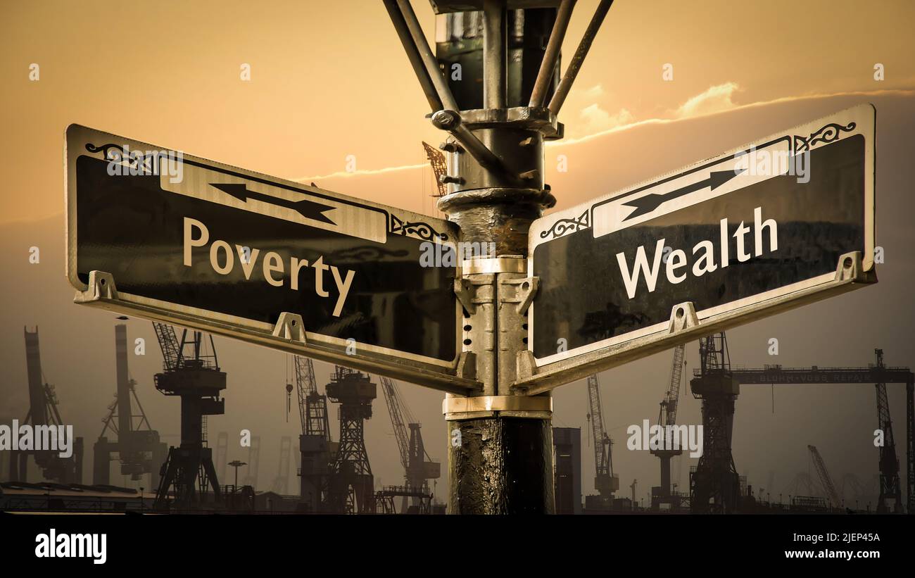 Street Sign the Direction Way to Wealthy versus Poverty Stock Photo - Alamy