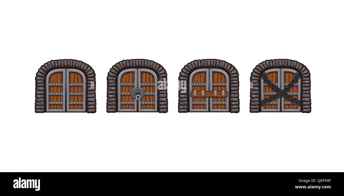 Old padlock and chain on iron gate Stock Vector Images - Alamy