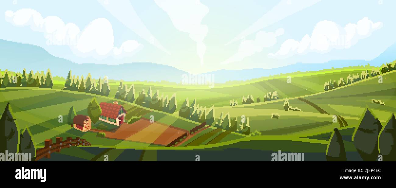 rural field landscape vector Stock Vector Image & Art - Alamy