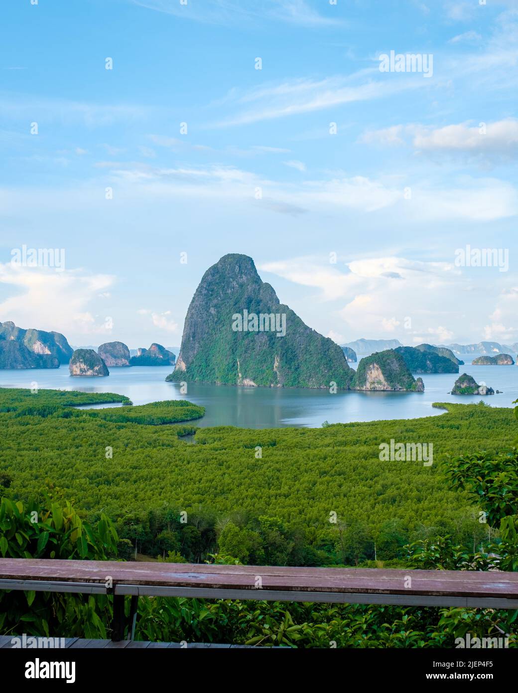 panorama view of Sametnangshe, view of mountains in Phangnga bay with ...