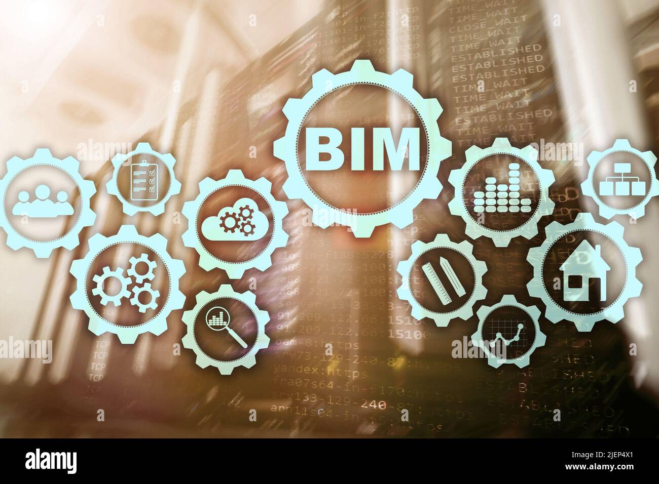 Building Information Modeling. BIM on the virtual screen with a server ...