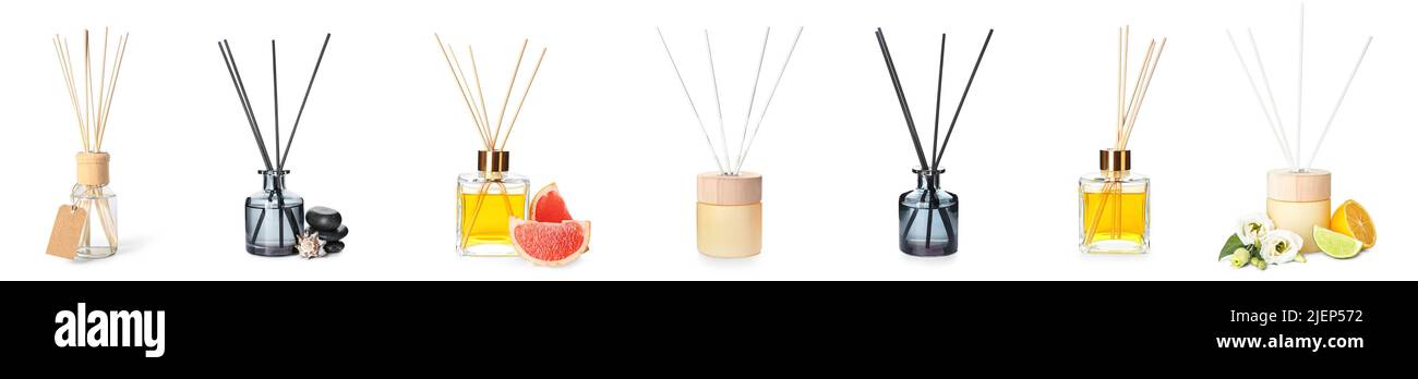 Set of different reed diffusers isolated on white Stock Photo - Alamy